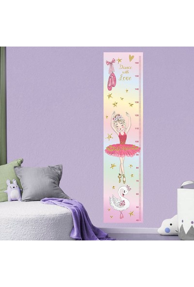 Canvartie Balerin Çocuk Odası Boy Ölçer Duvar Sticker