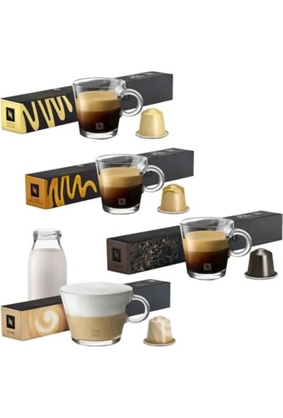 Nespresso Barista Vanilla Eclair Creme Brulee Chiaro ve Roma Kapsül Kahve 10'lu x 4'lü Paket Nespresso Barista Vanilla Eclair Creme Brulee Chiaro ve Roma Kapsül Kahve 10'lu x 4'lü Paket