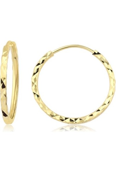 İryum 14 Ayar Altın Kalemli Halka Küpe Sarı