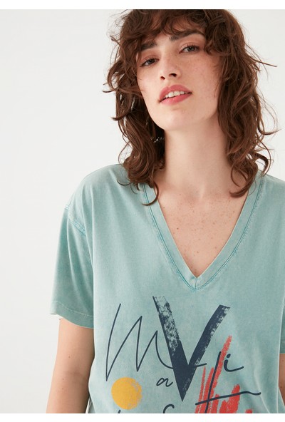 Mavi Baskılı Istanbul Tişört