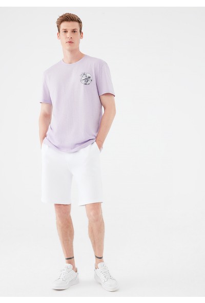 Mavi Erkek Beyaz Örme Şort 066935-620