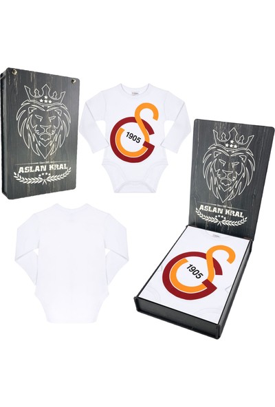 Galatasaray Orijinal Uzun Kol Bebek Body Zıbın Özel Ahşap Kutulu