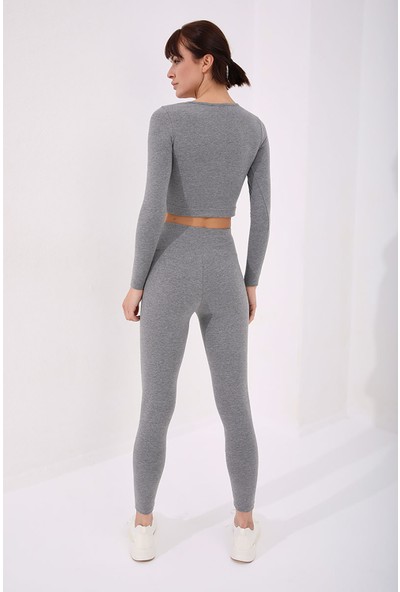 Tommy Life Petrol Kadın Toparlayıcılı Yüksek Bel Kapri-Crop T-Shirt Tayt Takım - 95285 Tommy Life Petrol Kadın Toparlayıcılı Yüksek Bel Kapri-Crop T-Shirt Tayt Takım - 95285