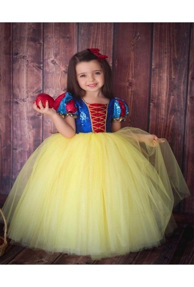 Peoniakids Kız Çocuk Sarı Kabarık Pelerin ve Taç Pamuk Prenses Kostümü - Pamuk Prenses Elbisesi Peoniakids Kız Çocuk Sarı Kabarık Pelerin ve Taç Pamuk Prenses Kostümü - Pamuk Prenses Elbisesi