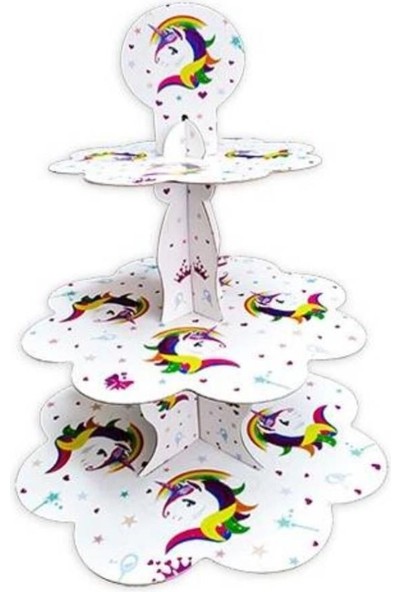 Mor Beyaz Home Beyaz Unicorn Kek Standı 3 Katlı Mor Beyaz Home Beyaz Unicorn Kek Standı 3 Katlı