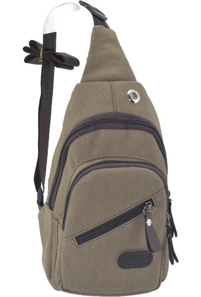 Newish Polo Kanvas Sırt ve Göğüs Çantası Kahve