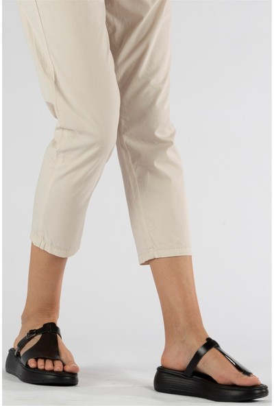 Derimall Kadın Topuklu Siyah Parmak Arası Suni Deri Terlik