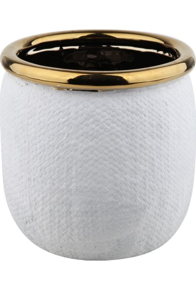 sembol Yuvarlak Beyaz Seramik Vaz 0,50