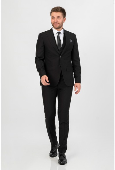 White Stone Radentheim Yelekli Slim Fit 6 Drop Takım Elbise Siyah White Stone Radentheim Yelekli Slim Fit 6 Drop Takım Elbise Siyah
