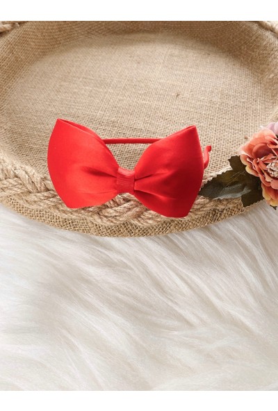 Yeşim Aksesuar Kırmızı Lohusa Tacı, Kırmızı Fiyonk Lohusa Kadın Taç