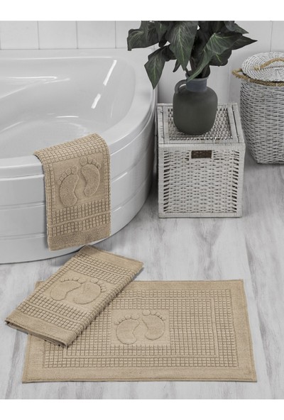 Casnack Kahve 3 Adet 780 Gr. Ayak Havlusu-Paspas Seti