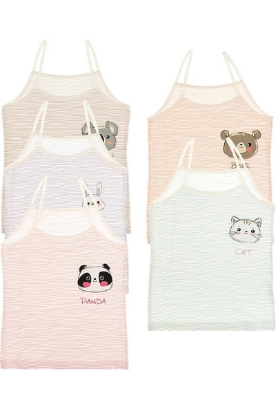 Donella 5'li Renkli Baskılı Kız Çocuk Atlet - 43829RE