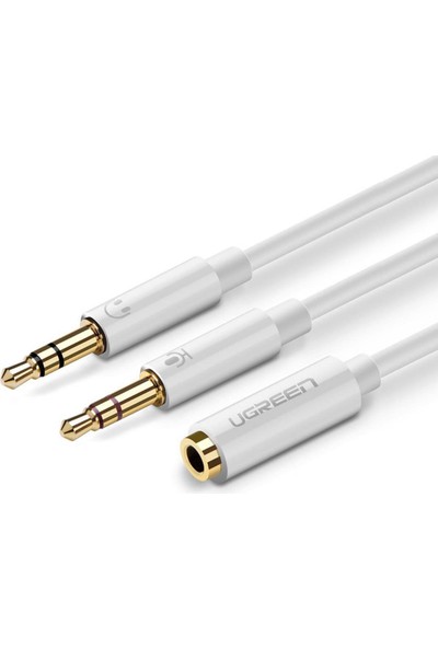 Ugreen 3.5mm Kulaklık ve Mikrofon Birleştirici Y Kablo Beyaz