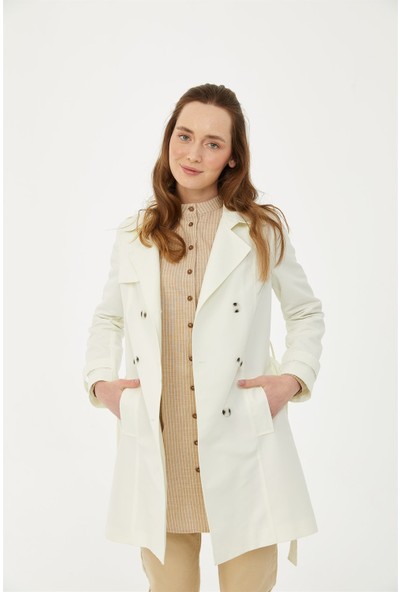 Fahhar Midi Trençkot Ekru