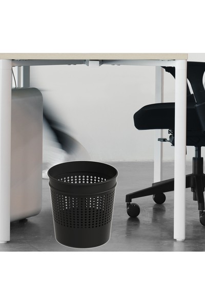 Cekinox Ofis Tipi Siyah Çöp Kovası Delikli Paslanmaz
