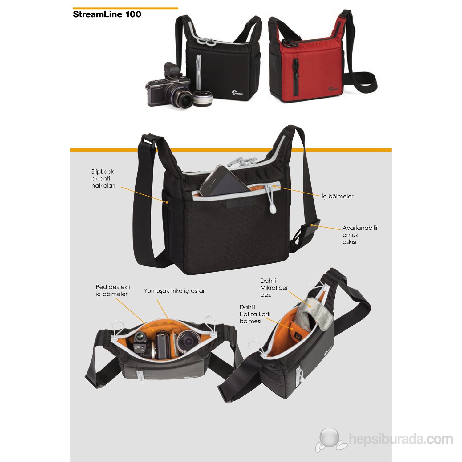 Lowepro Streamline 100 Slr Çantası Kırmızı Fiyatı