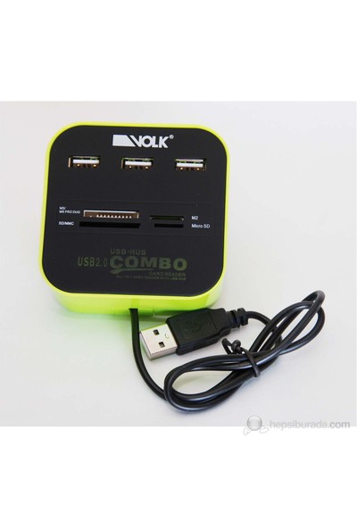 Volk CB26 USB Combo 3 Port Hub, SD, Micro SD, M2, MS Kart Okuyucu Volk CB26 USB Combo 3 Port Hub, SD, Micro SD, M2, MS Kart Okuyucu