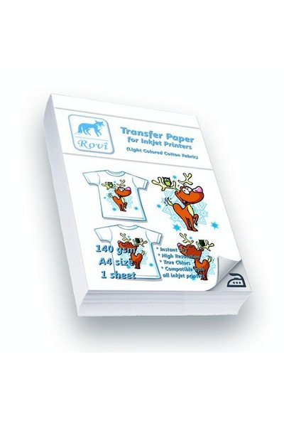 Rovi Açık Renk Pamuklu Kumaşlar İçin Transfer Kağıdı - 1Yp - A4