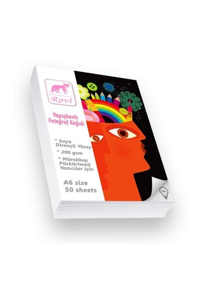 Rovi Fine-Art Yapışkanlı Fotoğraf Kağıdı - 200Gsm - 50Yp - A6