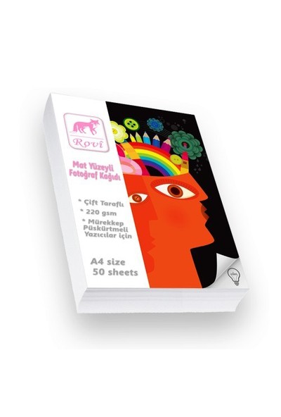 Rovi Fine-Art Mat Çift Taraflı Fotoğraf Kağıdı - 220Gsm - 50Yp - A4