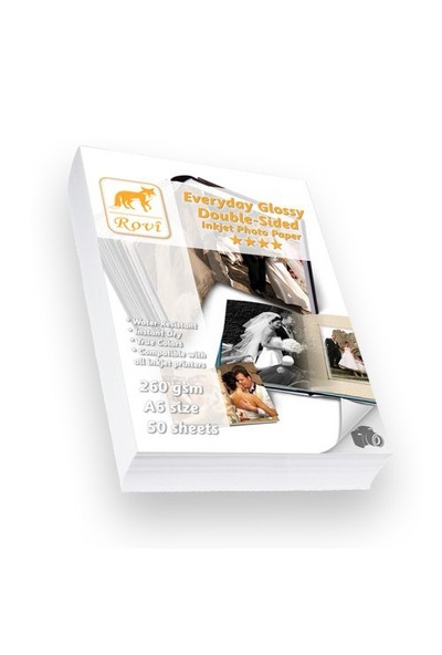 Rovi Everyday Parlak Çift Taraflı Fotoğraf Kağıdı - 260Gsm - 50Yp - A6 Rovi Everyday Parlak Çift Taraflı Fotoğraf Kağıdı - 260Gsm - 50Yp - A6