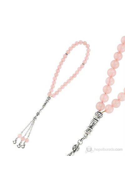 Gumush Doğal Taşlı Pembe Kauars Tespih Bd0000118