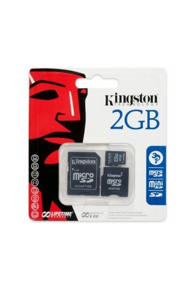 Kingston 2 GB Micro Secure Digital Hafıza Kartı + 2 Adaptör (SD Mini Ve SD) SDC/2GB-2ADP Kingston 2 GB Micro Secure Digital Hafıza Kartı + 2 Adaptör (SD Mini Ve SD) SDC/2GB-2ADP