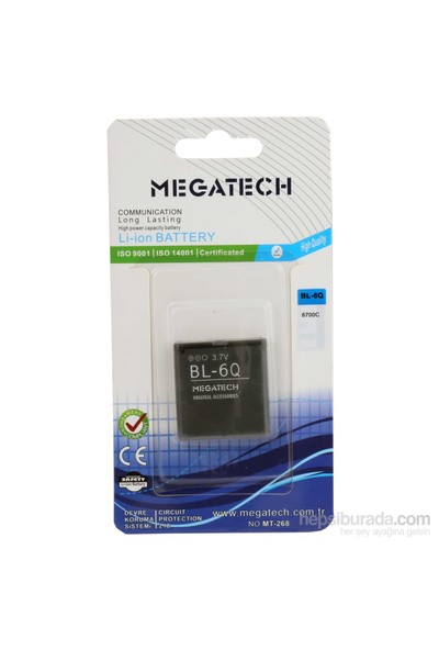 Megatech Mt-268 Nokıa Bl-6Q Batarya Megatech Mt-268 Nokıa Bl-6Q Batarya