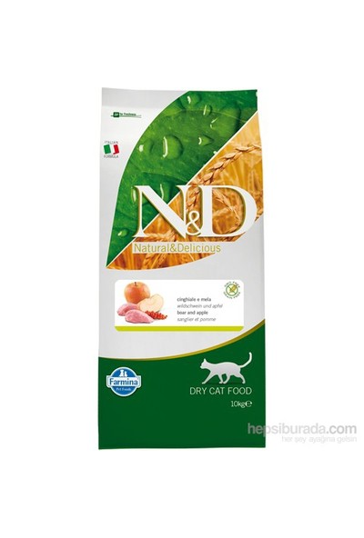 N&D Yaban Domuzlu Elmalı Tahılsız 10 Kg Yetişkin Kedi Maması
