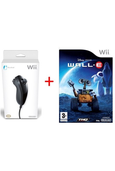 Wii Siyah Nunchuck + Wii Wall E
