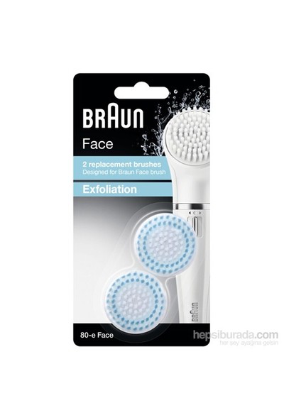 Braun Face Yüz Temizleme Cihazı Yedek Fırça Başlığı Peeling Etkili 2'li Paket SE80-e Braun Face Yüz Temizleme Cihazı Yedek Fırça Başlığı Peeling Etkili 2'li Paket SE80-e
