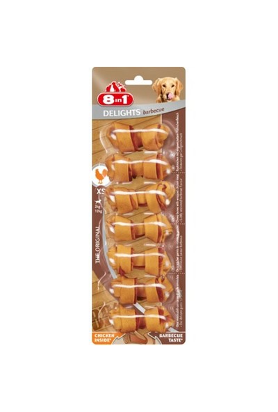 8 IN 1 Delights Köpek Barbecue Ödül Kemiği XS 7'li