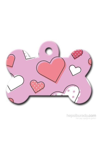 Dalis Pet Tag - Kalp Desenli Kemik Köpek Künyesi (İsimlik)