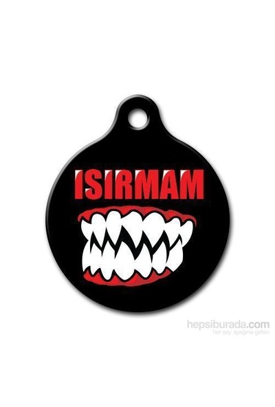 Dalis Pet Tag - Isırmam Diş Desenli Yuvarlak Kedi Köpek Künyesi (İsimlik)