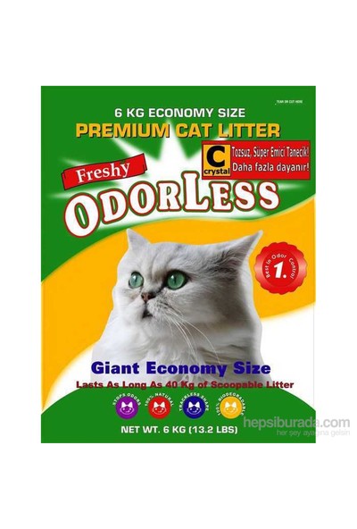 Odorless Tozsuz Kristal Kedi Kumu 6 Kg Odorless Tozsuz Kristal Kedi Kumu 6 Kg