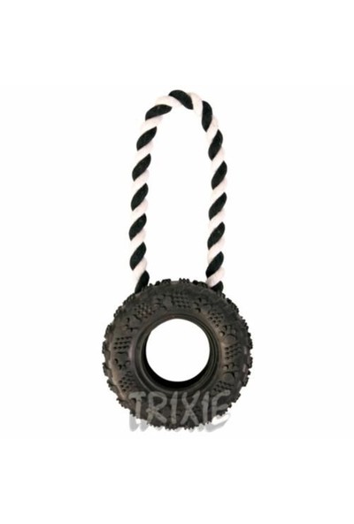 Trixie köpek kauçuk tekerlek ve ip tutamaç 15cm Trixie köpek kauçuk tekerlek ve ip tutamaç 15cm