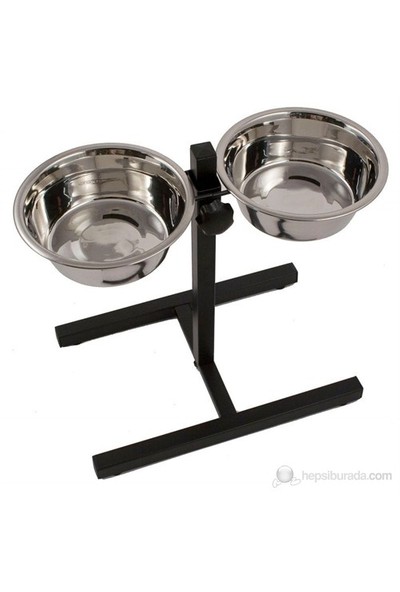 Ayarlanır Ayaklı İkili Çelik Mama Kabı (ADDT2B-2QT)