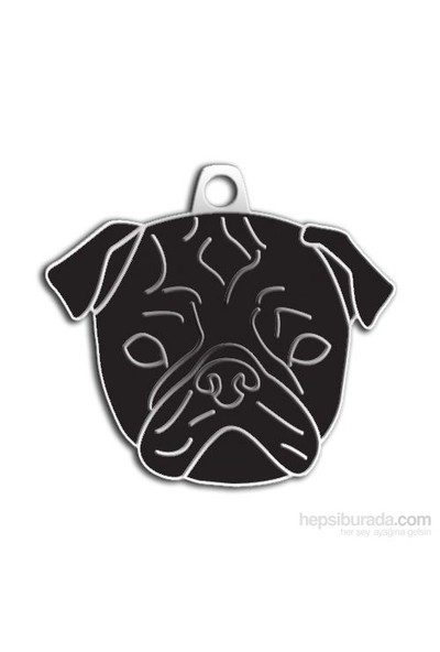 Dalis Pet Tag - Pug Köpek Künyesi - Siyah (İsimlik)