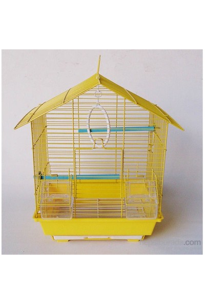 Üçgen Çatılı Kuş Kafesi Sarı