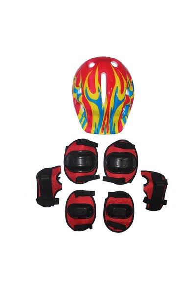 Xbyc Ck 06 Bisiklet Kask Koruma Çocuk Set Kırmızı Çizgi