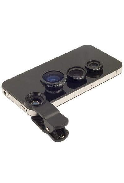 Apprise 3 in 1 Universal Clip Telefon Lensi - Siyah