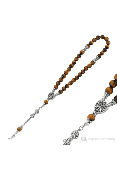 Gumush Kaplan Gözü Doğal Taşlı Tesbih