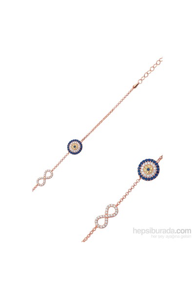 Bayan Lili Gümüş Nazarlı Sonsuzluk Bileklik