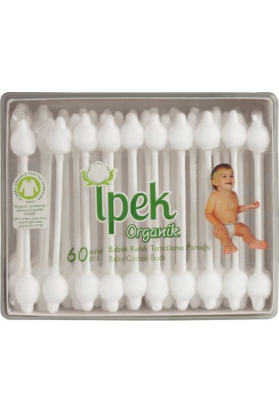 İpek Organik Bebek Kulak Temizleme Çubuğu 60lı