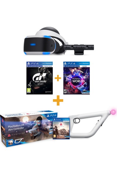 Sony Playstation Vr Sanal Gerçeklik Gözlüğü + Ps4 Kamera + Worlds Vr + Gran Turismo Vr + Farpoint Set Sony Playstation Vr Sanal Gerçeklik Gözlüğü + Ps4 Kamera + Worlds Vr + Gran Turismo Vr + Farpoint Set