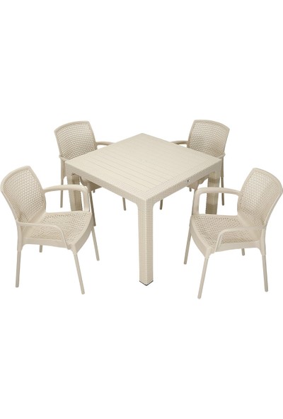 Mandella Elit 90X90 Defne Kollu Sandalye Masa Takımı