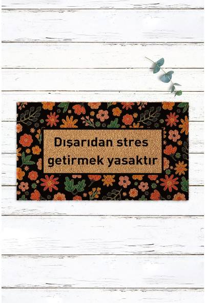 Paspas Yap Çiçekli Çerçeveli Yazılı Paspas