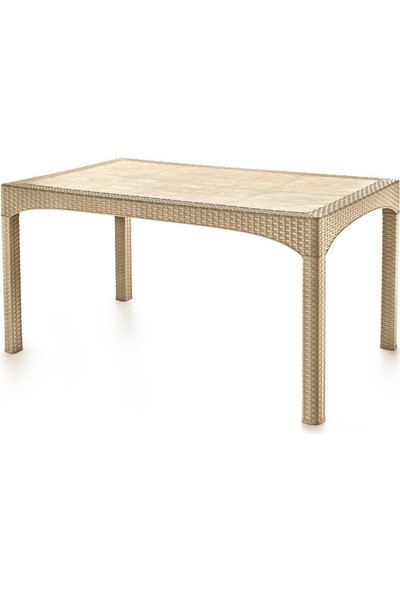 Omnipazar SY-2587 Bej Rattan Dikdörtgen Kapalı Masa 51667