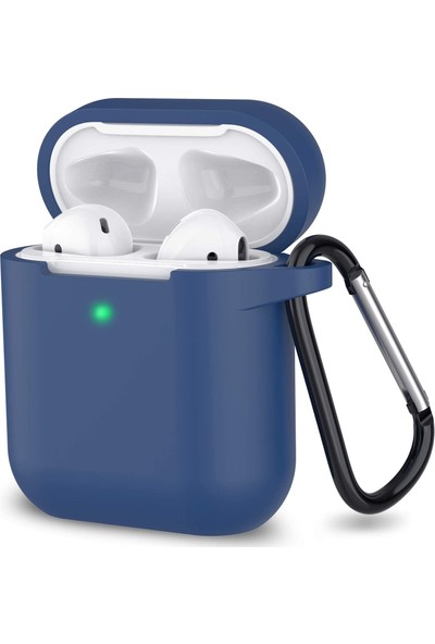 AirPods Silikon Kılıf Yumuşak 360 1 ve 2 Nesil Koyu Mavi