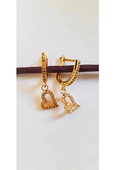 to Cosmos Rose Zirkon Taşlı Kalp Sallantılı Kadın Çok Taşlı Küpe